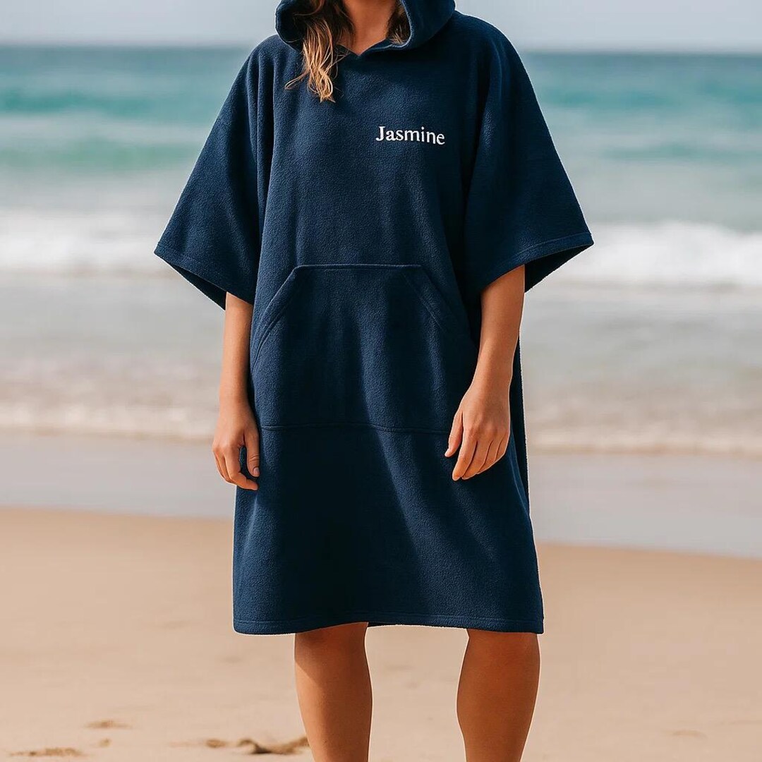 Personalised Hooded Towel Poncho for Adults | Embroidered Name | Dry ...