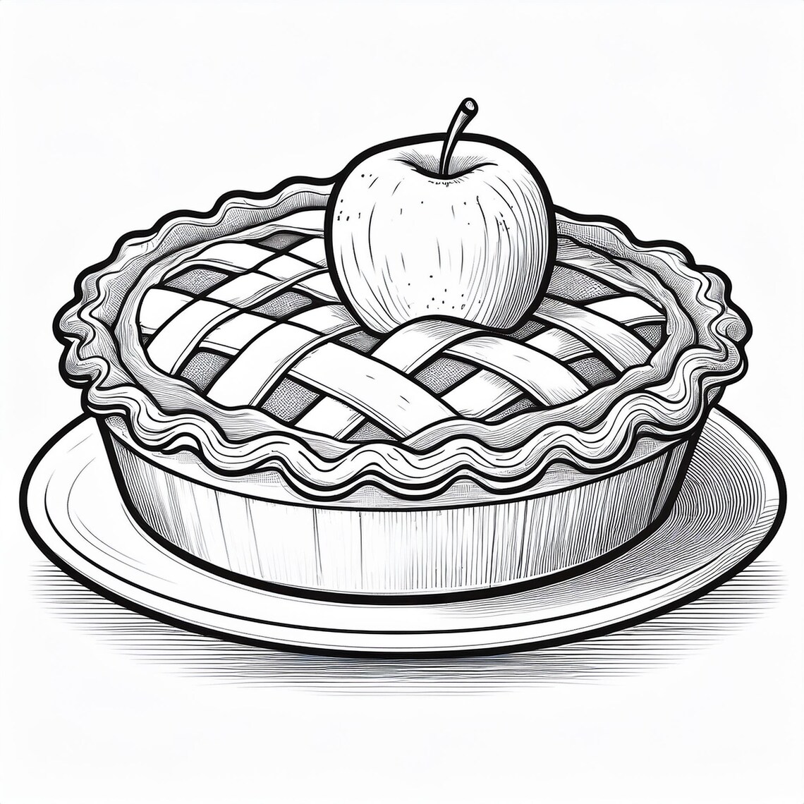 Apple Pie Coloring Pages - Etsy