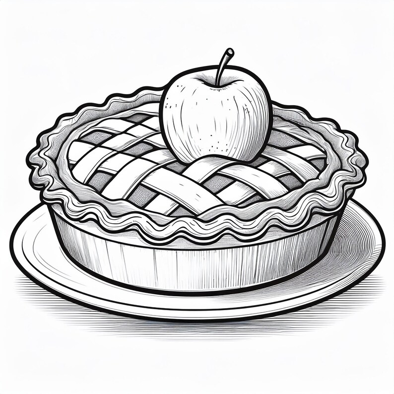 Apple Pie Coloring Pages - Etsy