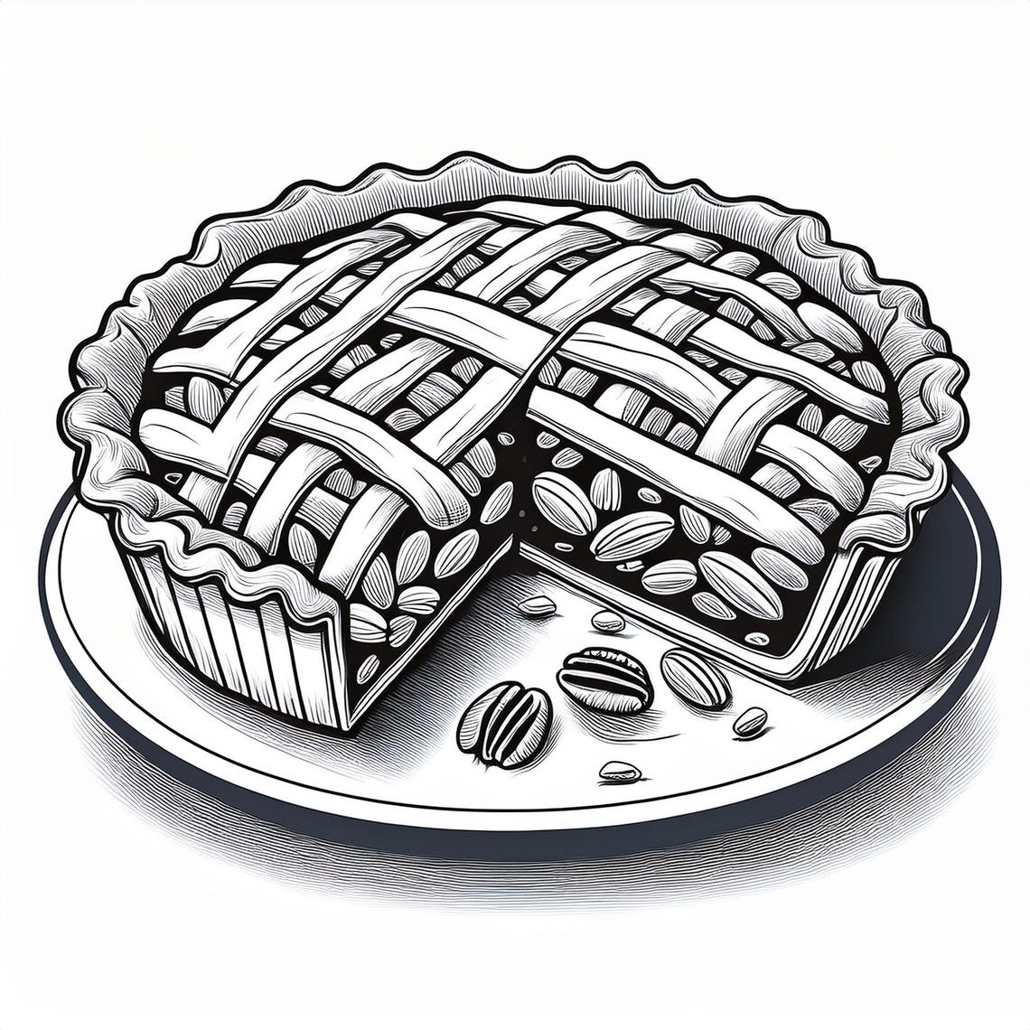 Pecan Pie Coloring Pages - Etsy