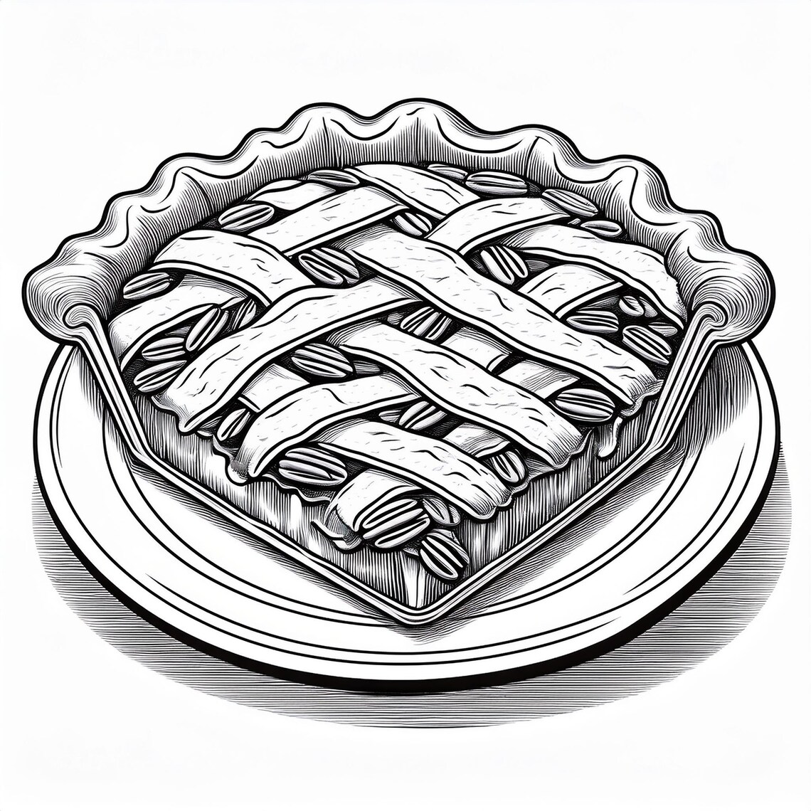 Pecan Pie Coloring Pages - Etsy