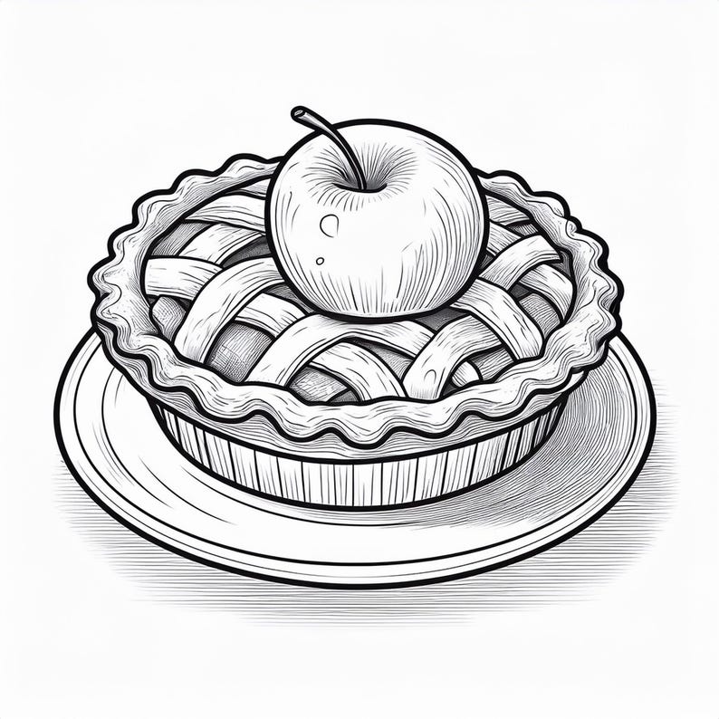 Apple Pie Coloring Pages - Etsy