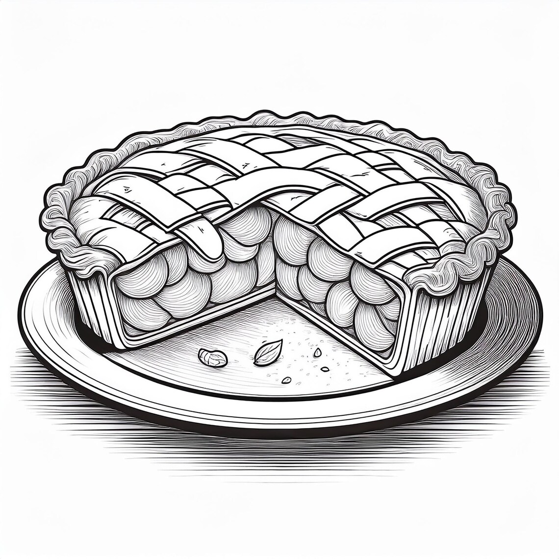 Apple Pie Coloring Pages - Etsy
