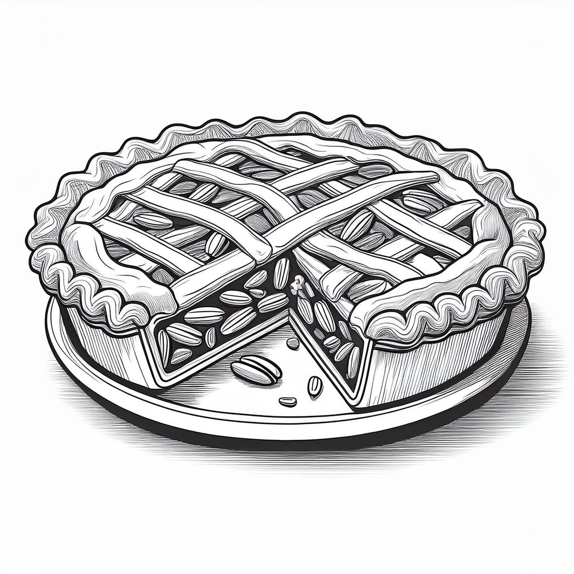 Pecan Pie Coloring Pages - Etsy