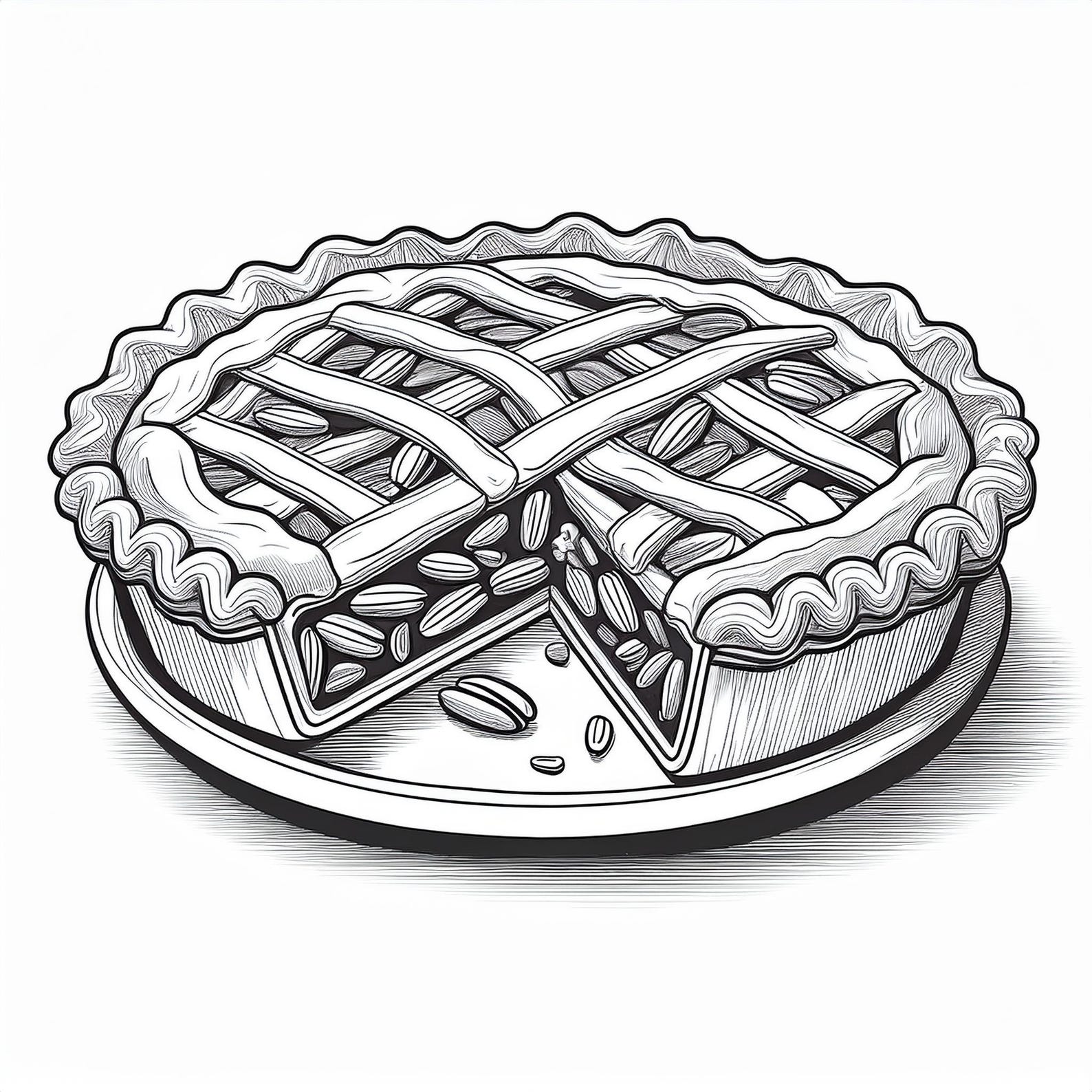 Pecan Pie Coloring Pages - Etsy