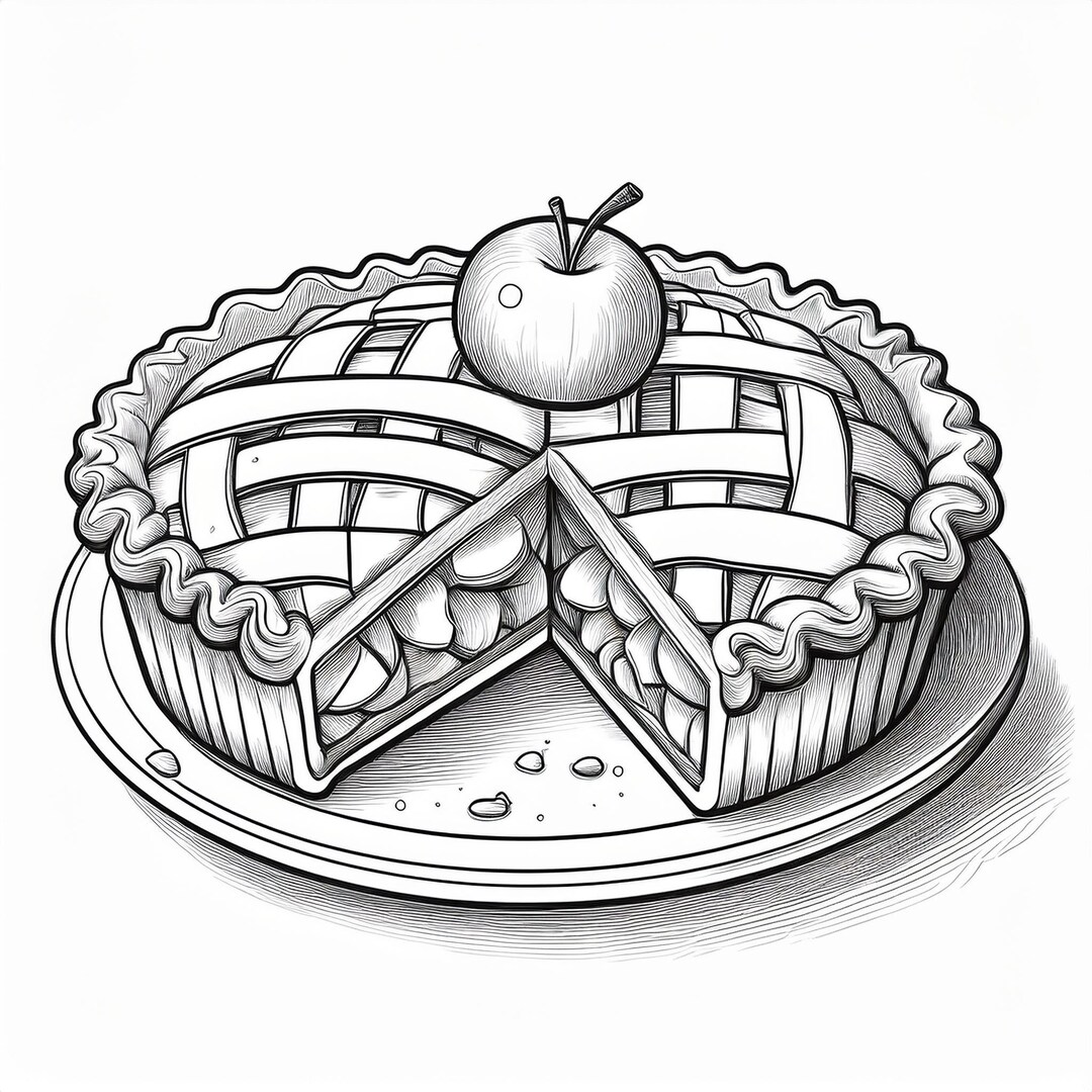 Apple Pie Coloring Pages - Etsy