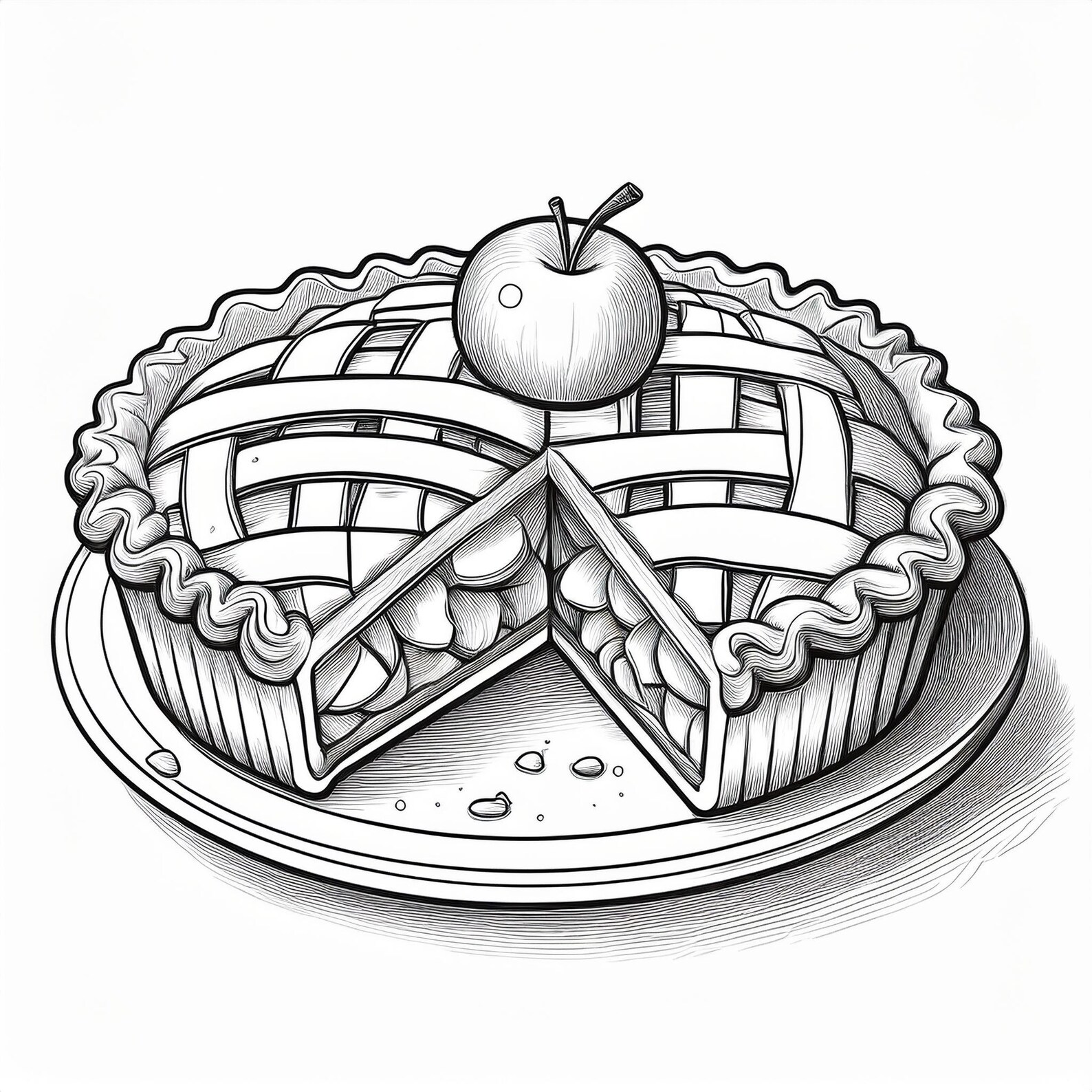 Apple Pie Coloring Pages - Etsy