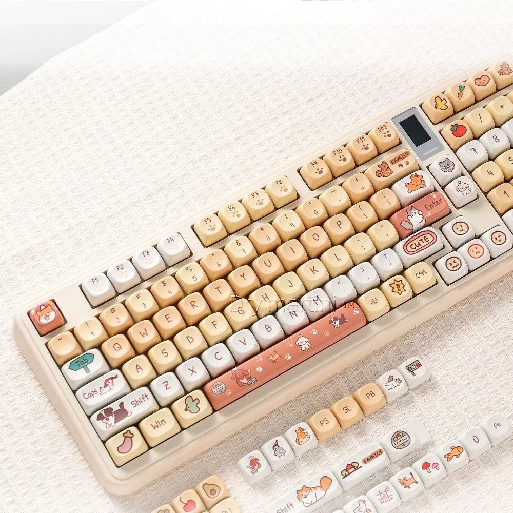 Cute Cafe Keycaps Kawaii Keycaps Cat Keycaps Bear Keycaps Brown Keycaps ...