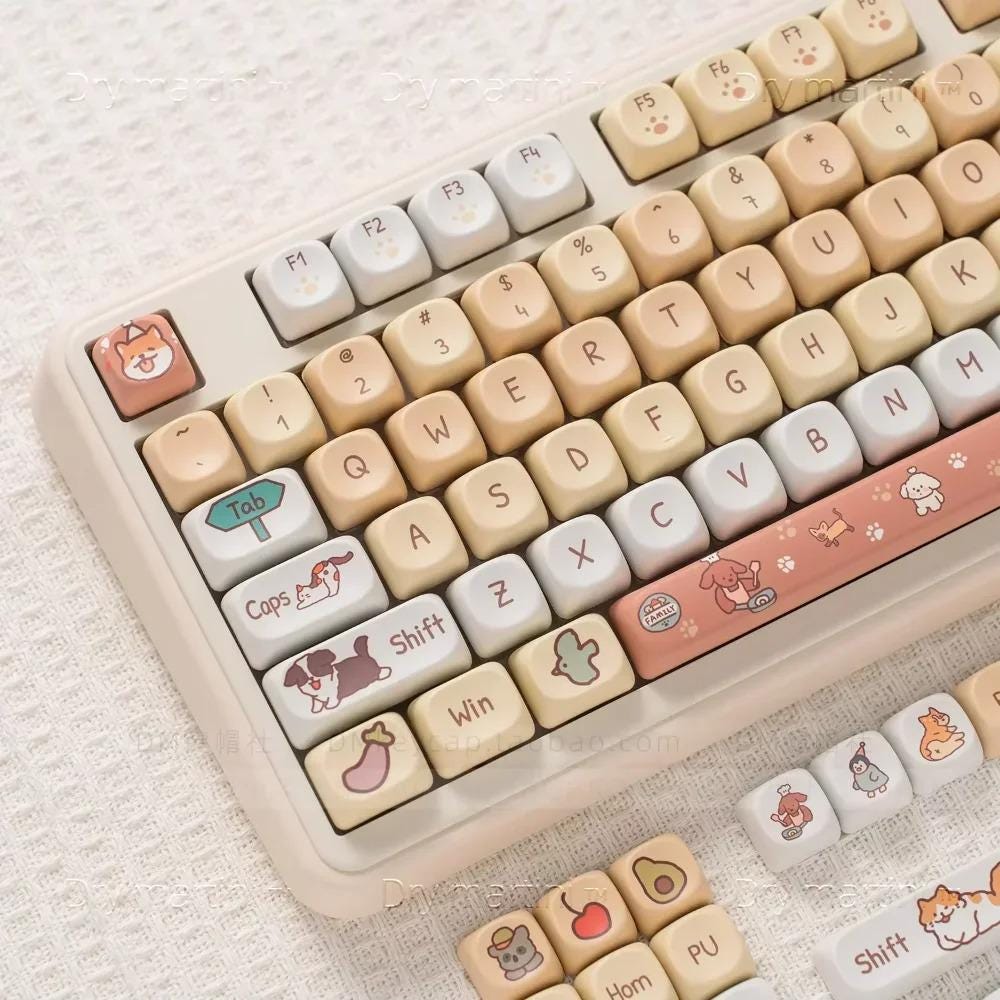 Cute Cafe Keycaps Kawaii Keycaps Cat Keycaps Bear Keycaps Brown Keycaps ...