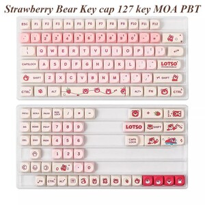 Strawberry Bear Keycaps Pink Keycaps MOA Keycaps Cute Keycaps PBT ...