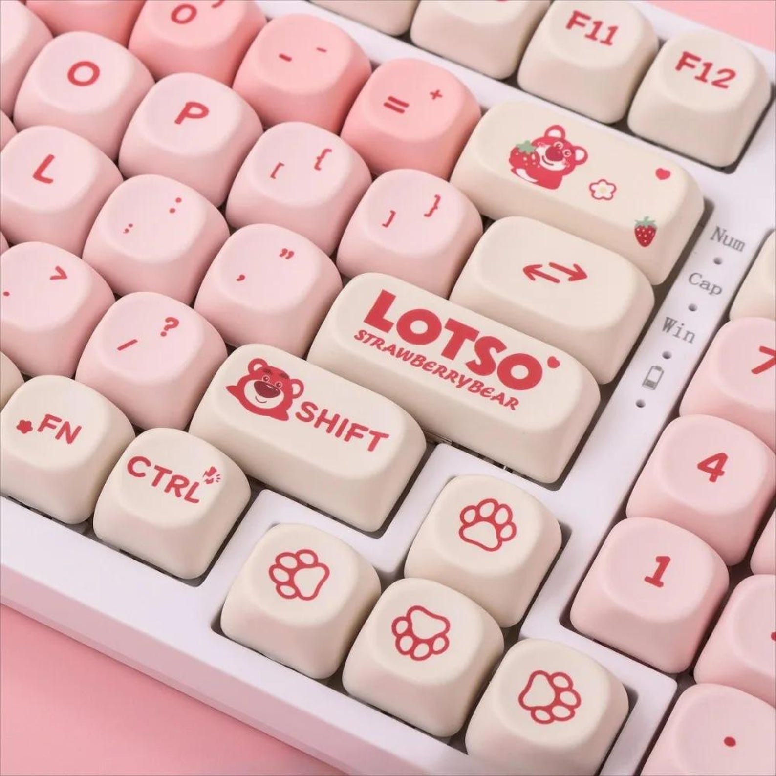 Strawberry Bear Keycaps Pink Keycaps MOA Keycaps Cute Keycaps PBT ...