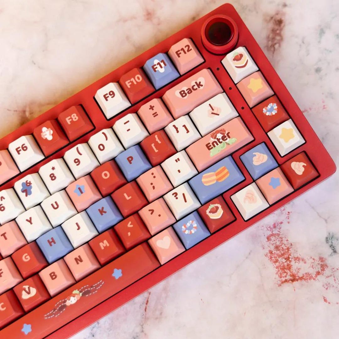 Strawberry Ice Cream Keycaps Cute Keycaps Set Pink Keycaps Red Keycaps ...