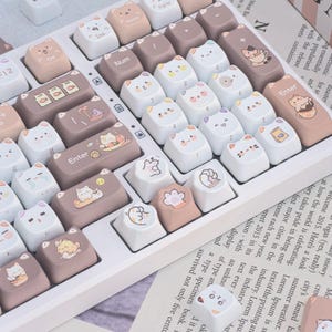 Cute Cat Keycaps Japanese Keycaps Set Brown Keycaps Custom Keycaps ...