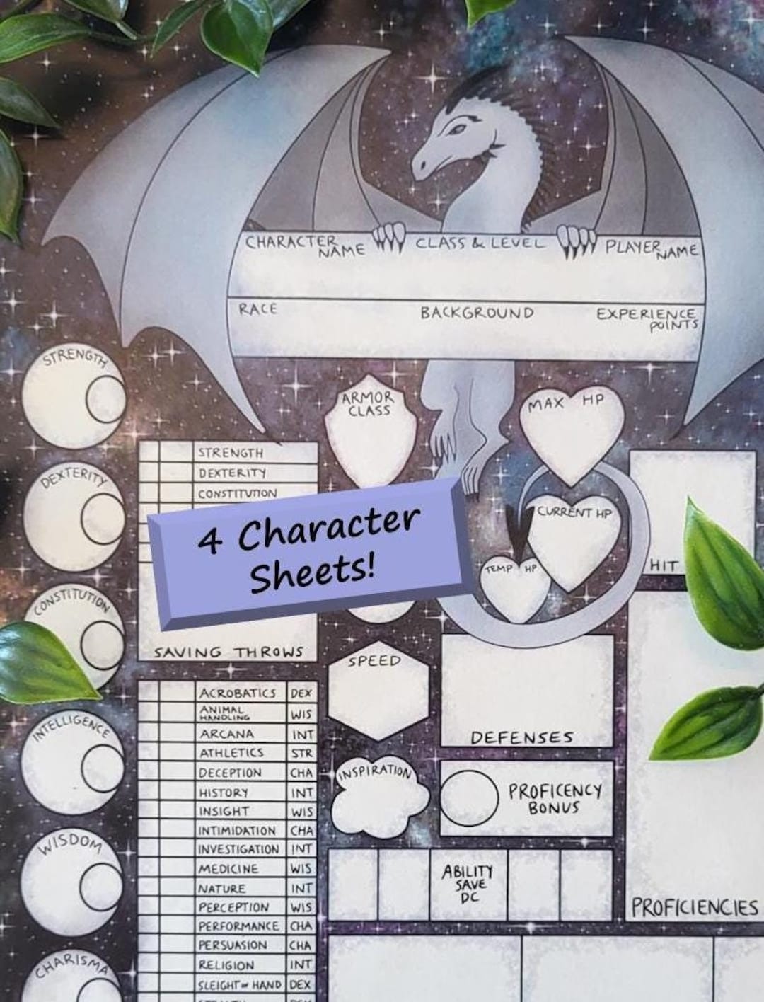 Dnd Character Sheets PDF | Printable PDF Character Sheet | Dungeons and Dragons Fifth Edition ...
