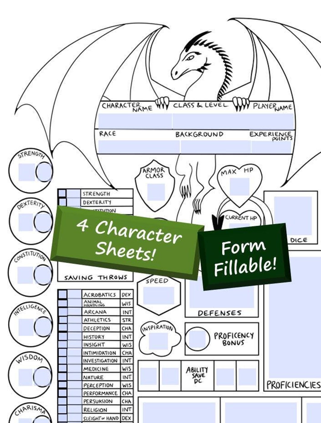 Form Fillable 5e Dnd Character Sheet PDF | Dnd 5e Character Sheets ...