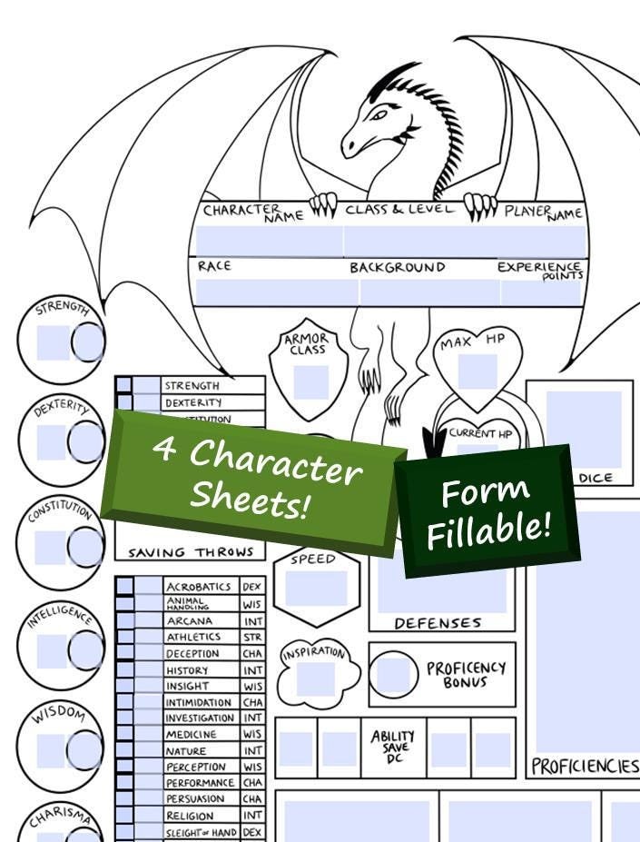 Form Fillable 5e Dnd Character Sheet PDF | Dnd 5e Character Sheets ...