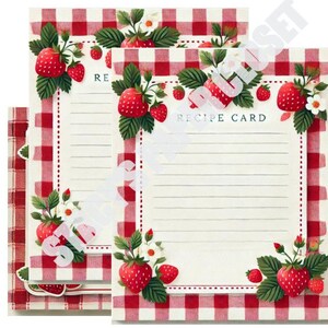 3 Strawberry Theme Recipe Cards for Scrapbooking & Junk Journals - Etsy
