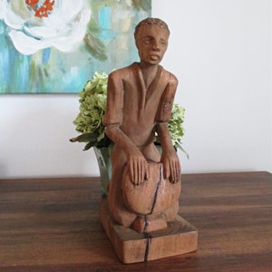Large Vintage Hand Carved Man Playing a Bongo Drum 13 1/2 - Etsy