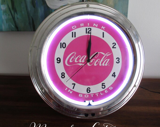 Neon Lighted Coca Cola Sign/clock - 15" - Etsy