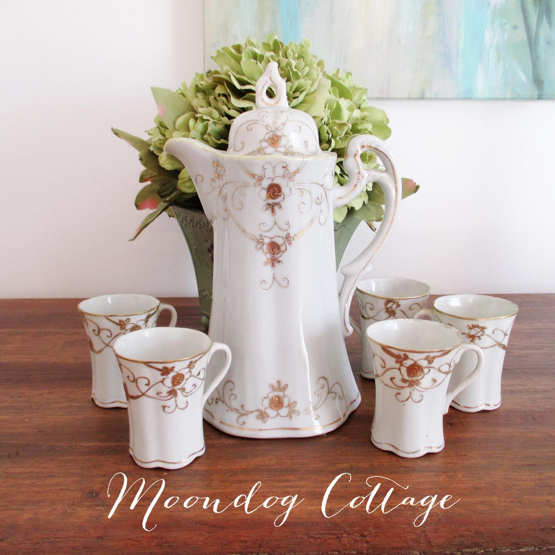 Antique Imperial Nippon Moriage Gilded Floral Chocolate Set - Chocolate ...