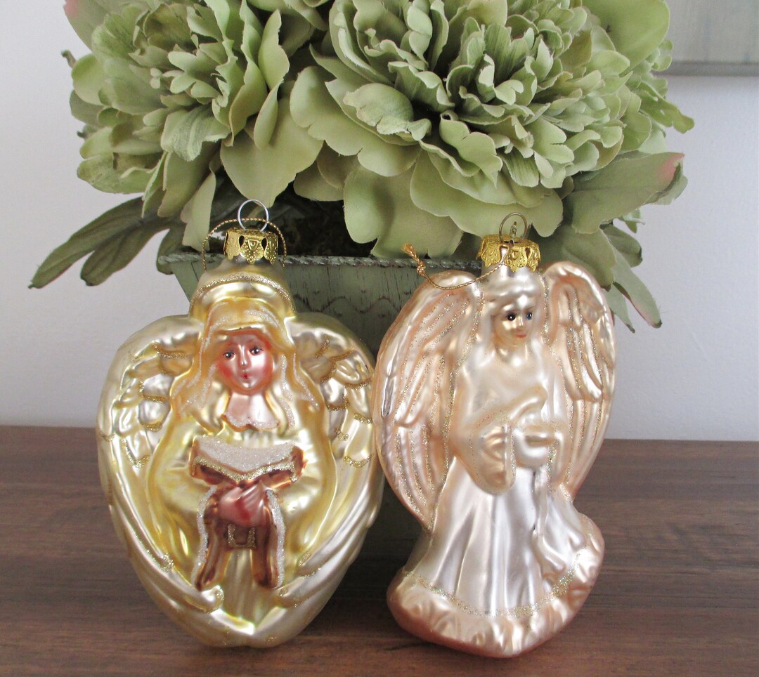 Beautiful Gold Blown Glass Christmas Angel Ornaments - Etsy
