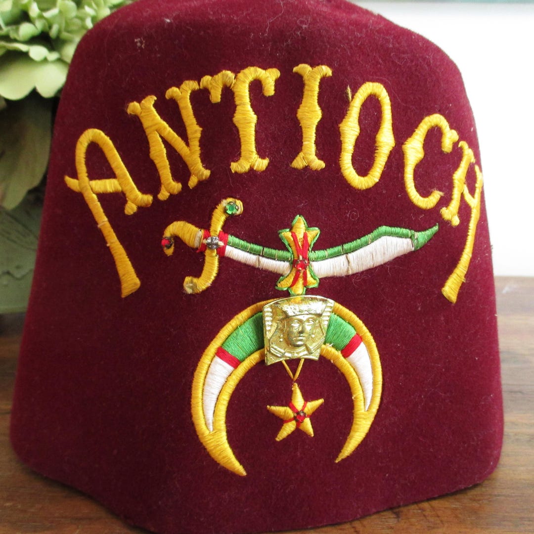 Vintage 1950's - 1960's Shriner's Antioch Hat With Rhinestone Sword Pin ...
