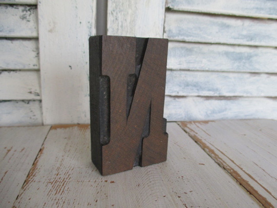 Vintage Letter N Wooden Print Block - Etsy