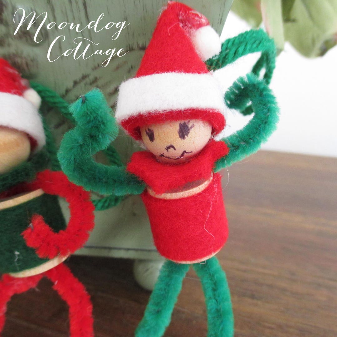 Chenille Pipe Cleaner Elves - Circa 1950's - 1960's - Set of Five - Etsy