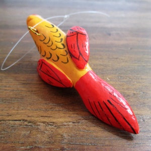 Small Vintage Hand Painted Clay Parrot - Yellow & Red - 3 1/2" - Etsy