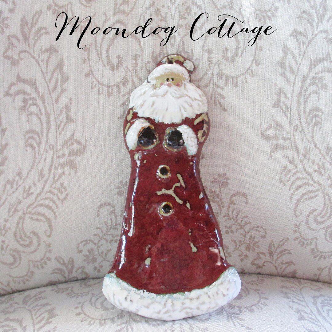 Beautiful Glazed Clay Santa Claus - 8 1/2" - Etsy