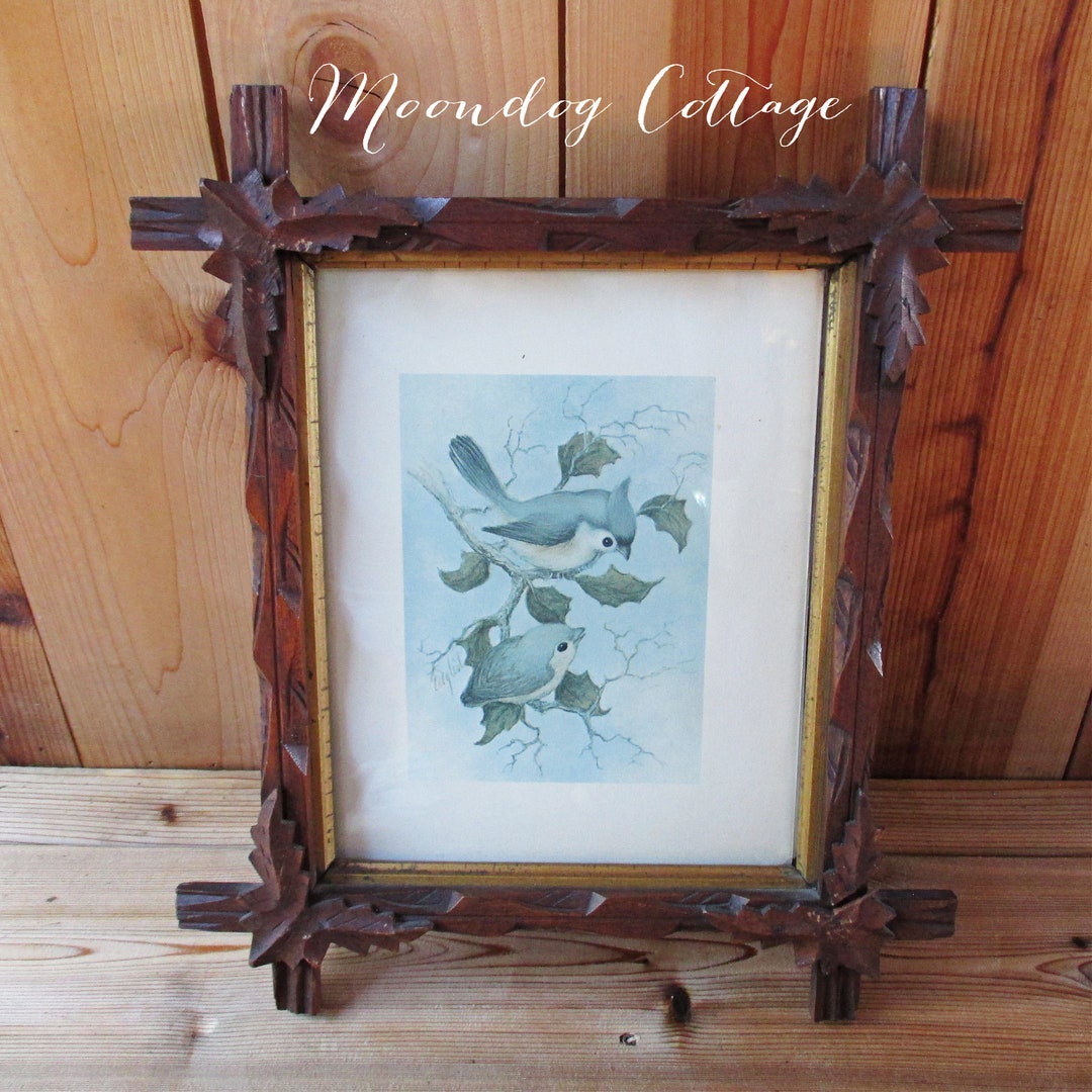 Antique Adirondack Frame - Circa 1920's - Carved Oak Leaves - Holds ...