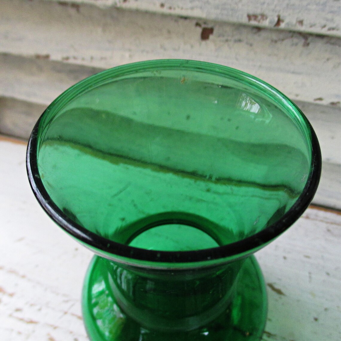 Vintage Small Emerald Green Glass Vase With Gold Stripe - 4" - Etsy