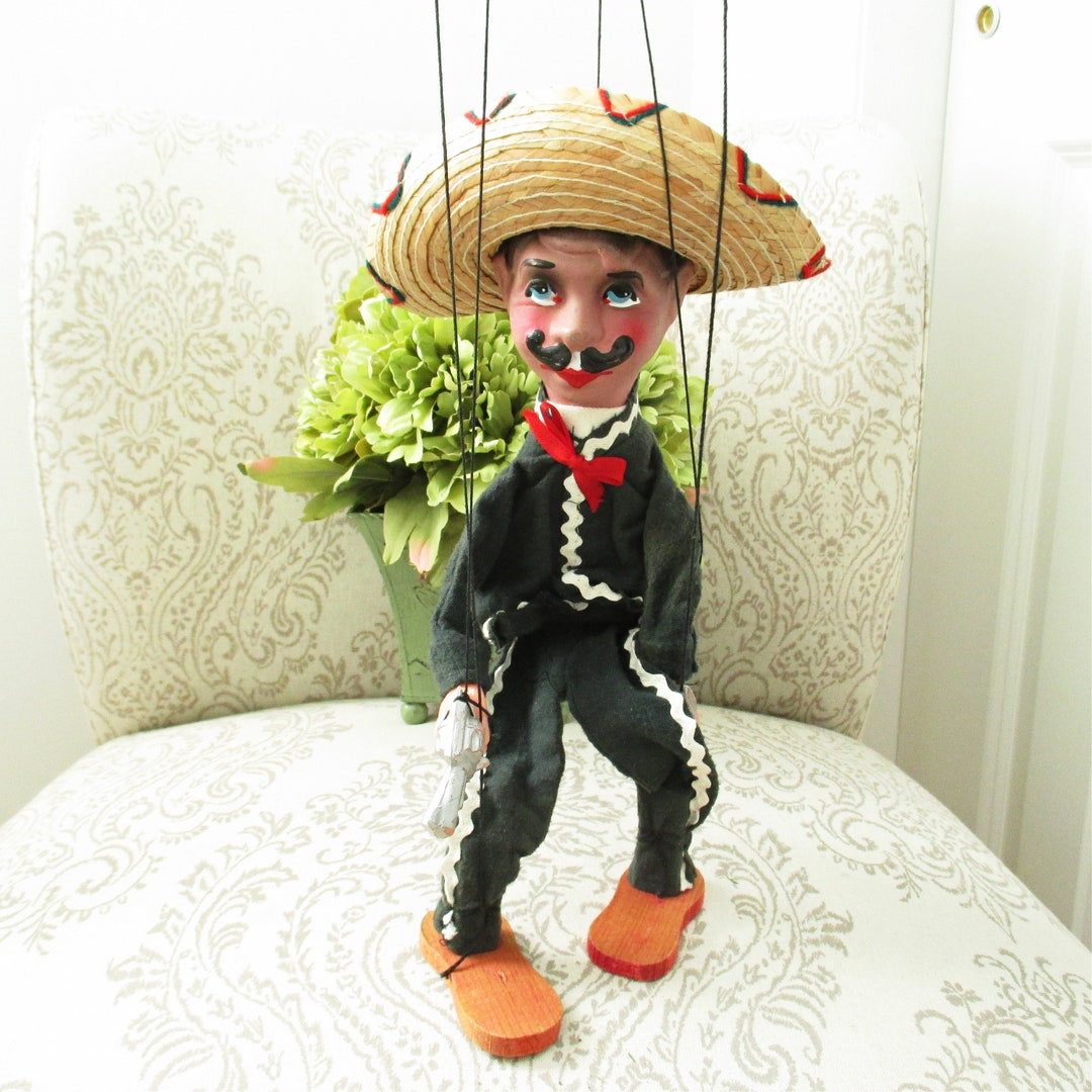 Mexican Marionette String Puppet - Gun Slinger Bandit - Mexican Folk ...