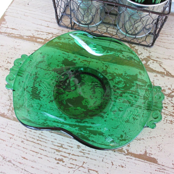 Vintage Green Depression Glass Dish Art Deco Style 8 - Etsy