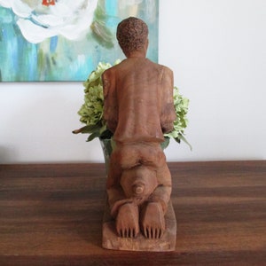 Large Vintage Hand Carved Man Playing a Bongo Drum 13 1/2 - Etsy