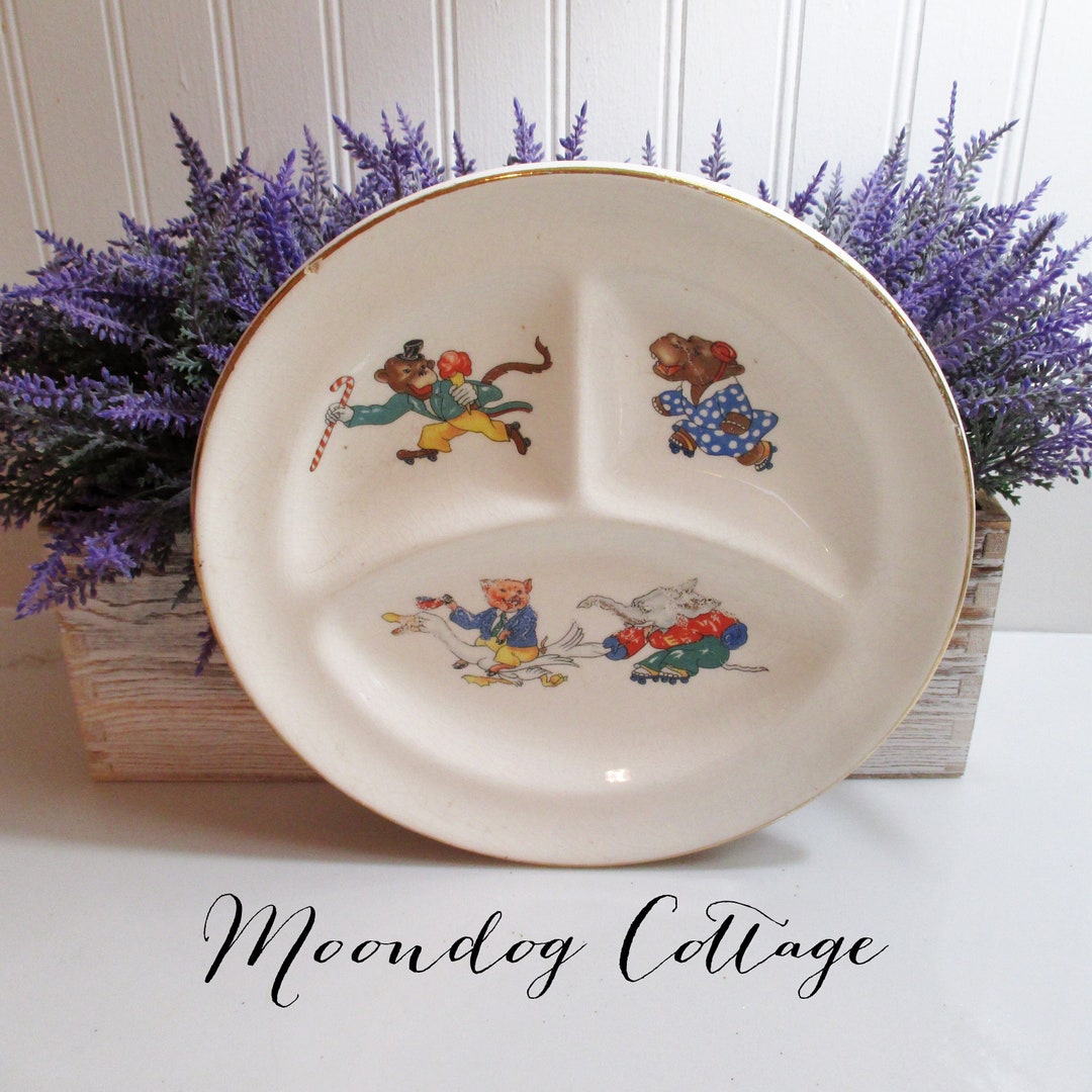 Antique Children's Divided Dish - Etsy