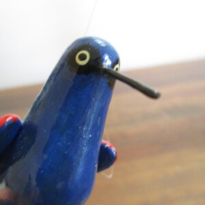 Small Vintage Hand Painted Clay Bird Blue/red/yellow& Green 3 Long Free ...