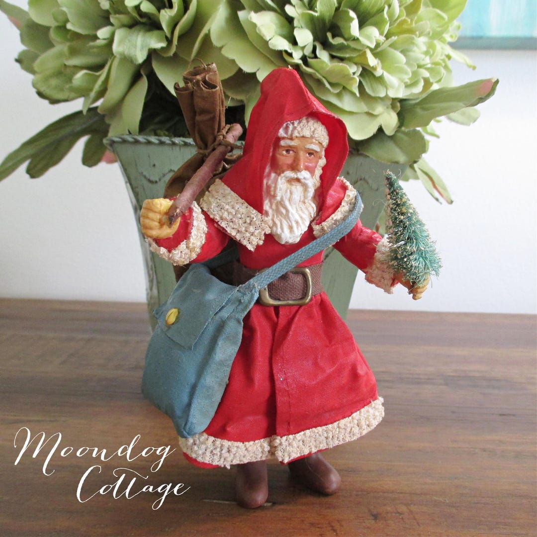 Vintage Handpainted Fabric Mache Santa Claus Figure - Etsy