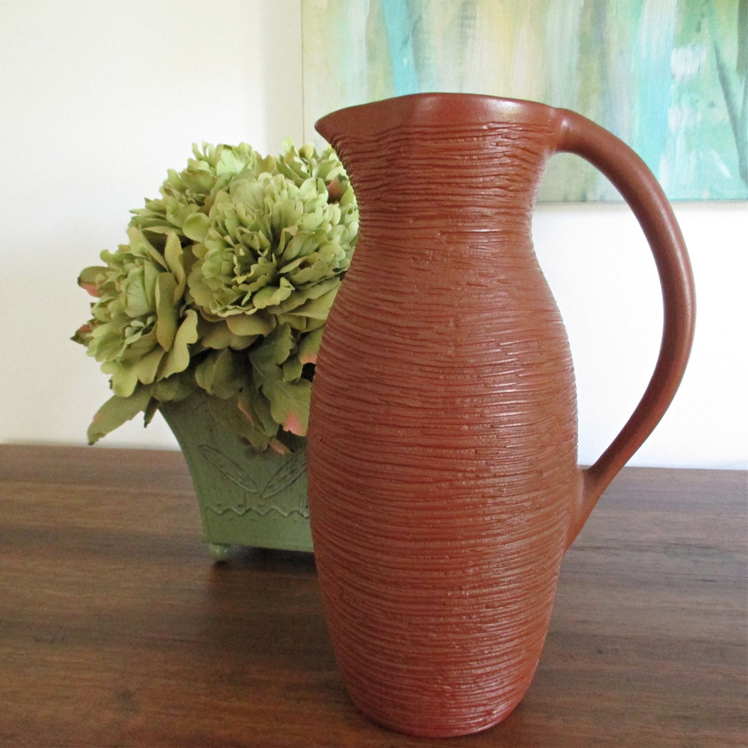 Vintage Pigeon Forge Collectible Large Brown Pitcher - Textured With ...