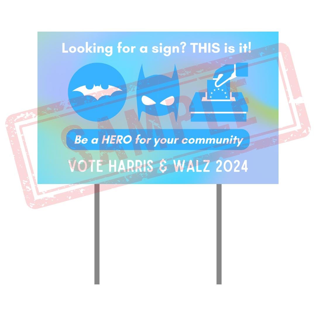Bat Signal Yard Signs for Harris & Walz 2024 Instant Download Printable ...