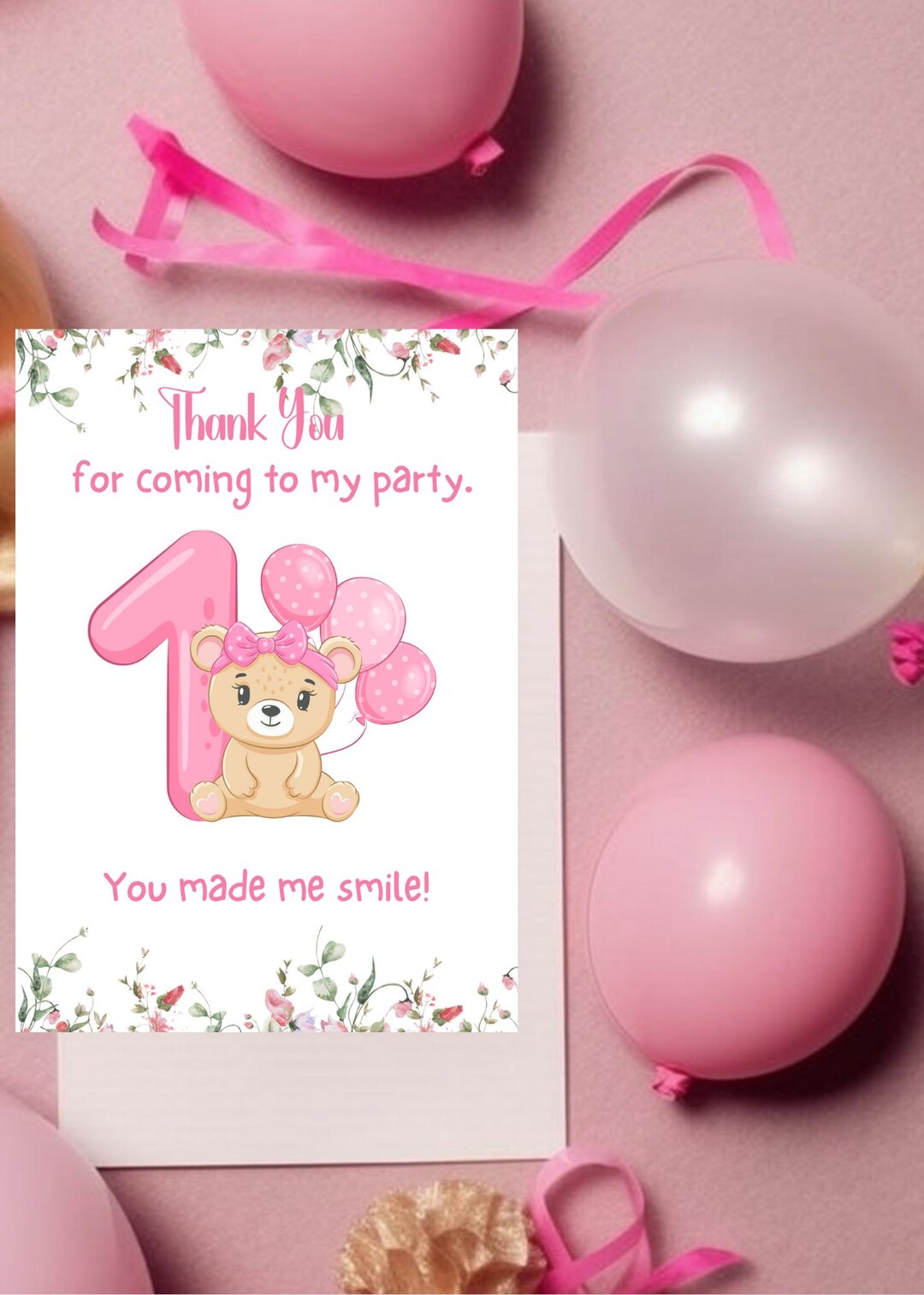 Birthday Thank You Card, Thank You Card, Baby Girl Thank You Card ...