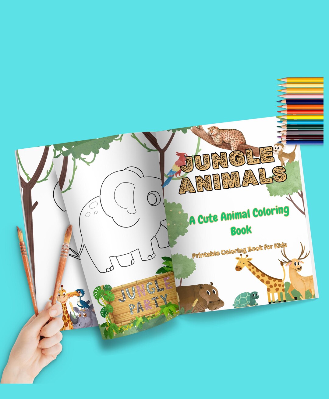Kids Jungle Coloring Pages - Kids Activity Pages - Digital Download ...