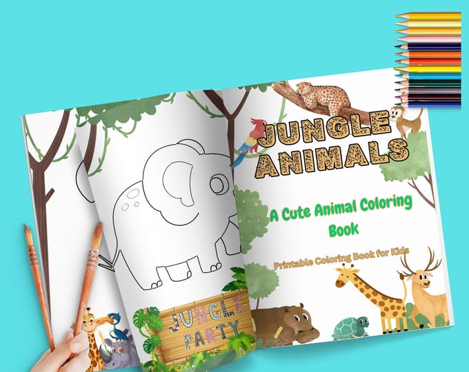 Kids Jungle Coloring Pages - Kids Activity Pages - Digital Download ...