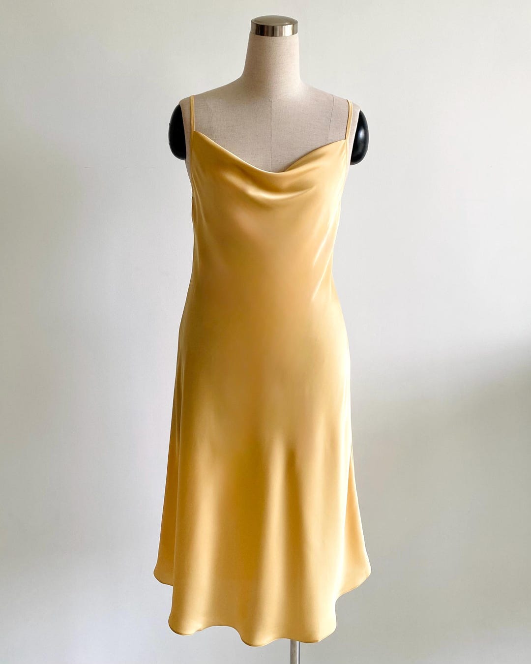 Silk Dress in Yellow, Gift for Her| Satin Dress - Yellow Silk Dress ...