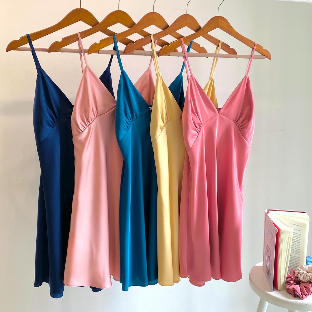 Silky Satin Slip Dress Women Cami Nightdress Bridal Sleepwear Custom ...