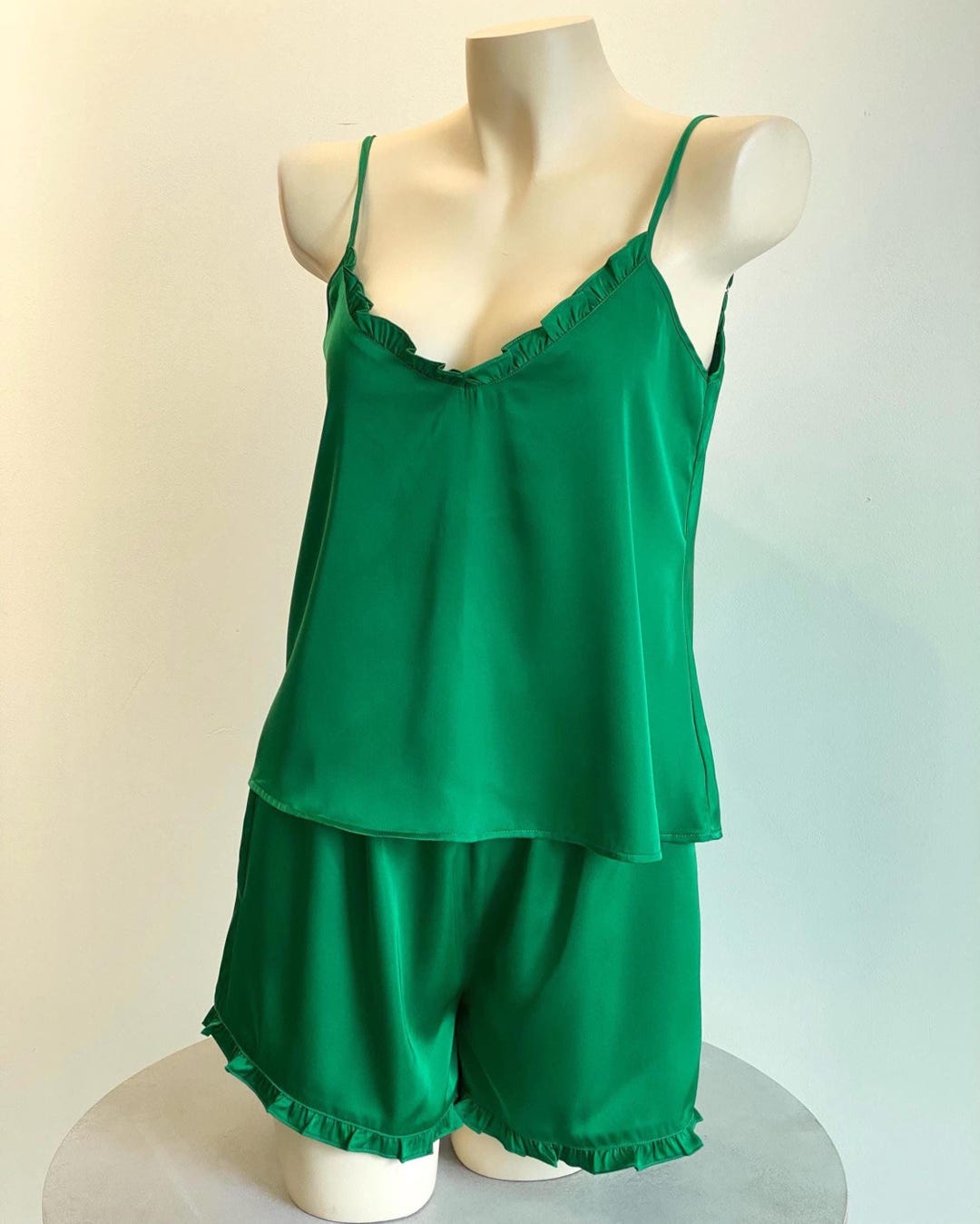 Emerald Green Satin Cami and Shorts Set: Bridal Party Pajamas ...