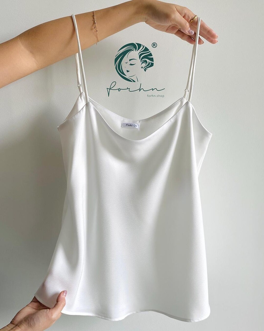 White Silky Cami Top | Double Layered Camisole, Adjustable Straps ...