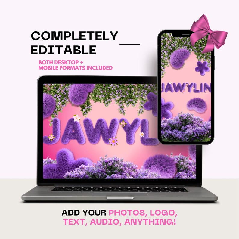 3D Purple Floral Intro Template for Canva, Channel Video Editing Guide ...