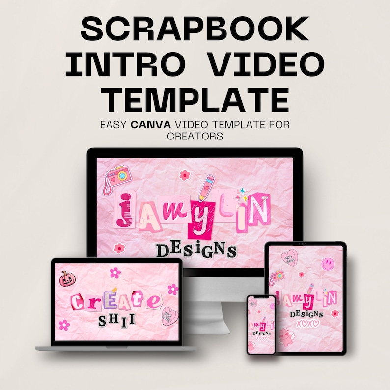 Scrapbook Youtube Video Intro Template for Canva, Outro Video ...