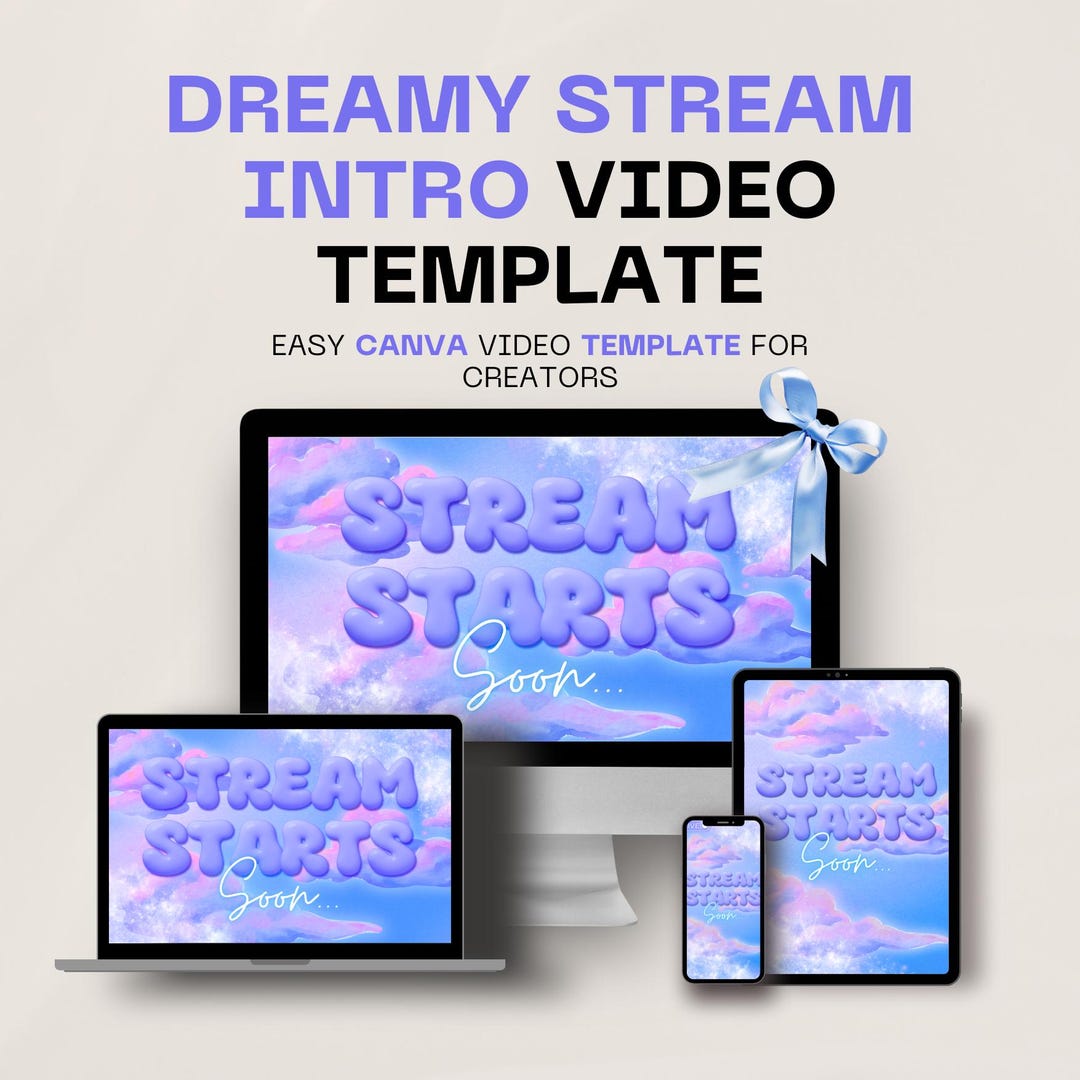 Dreamy Streaming Overlay, Youtube Video Intro Template for Canva, Outro ...